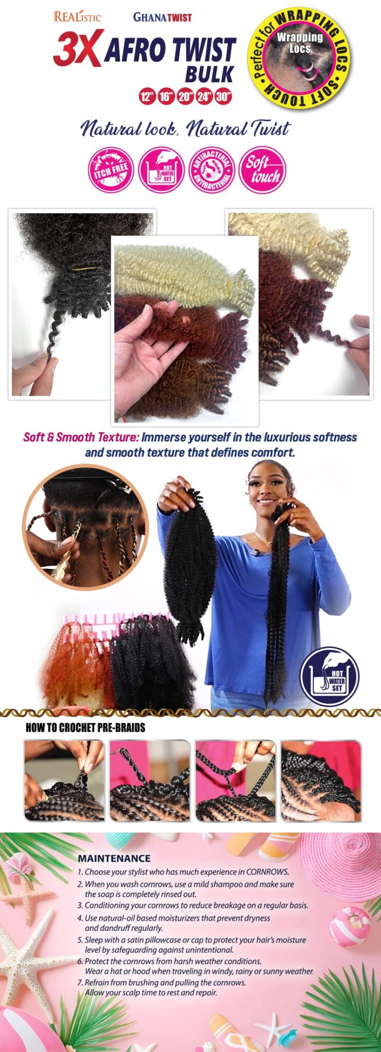 3X GHANA AFRO TWIST BULK 12″ – BijouxHair